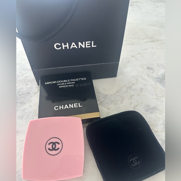 CHANEL | Accessories | Chanel Pink Double Sided Compact Mirror | Poshmark